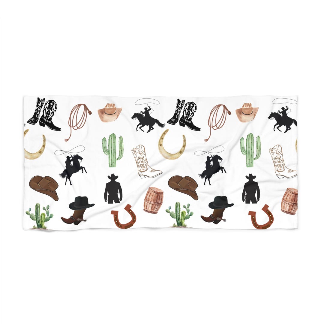 Cowboy Beach Towel - Fun Western Theme, Perfect for Summer, Pool Days ...