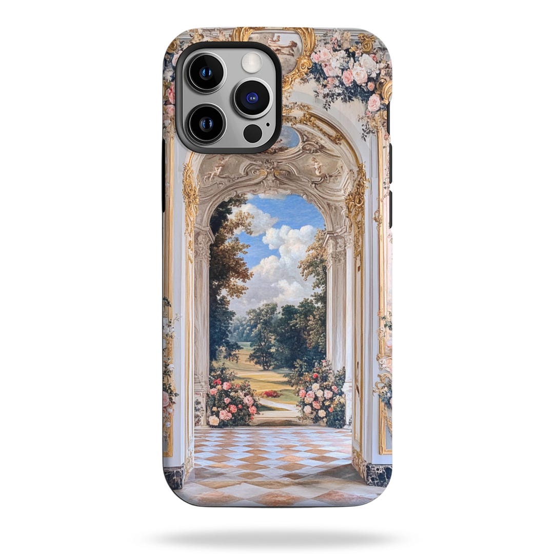 French Rococo Garden Trompe L'oeil Phone Case, Romantic Cottagecore ...