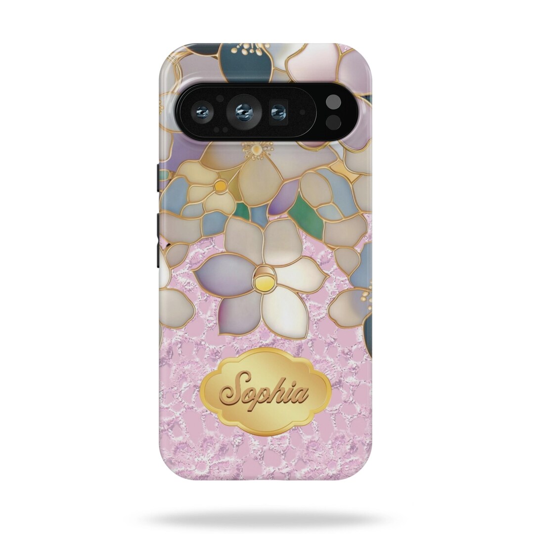 Personalized Faux Stained Glass Floral Lace Custom Name Phone Case ...