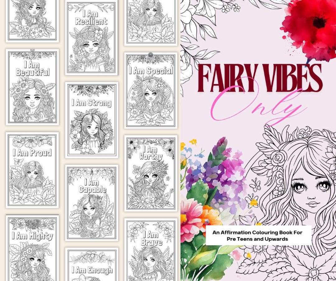 Affirmation Colouring Book - Fairy Vibes Only - Etsy