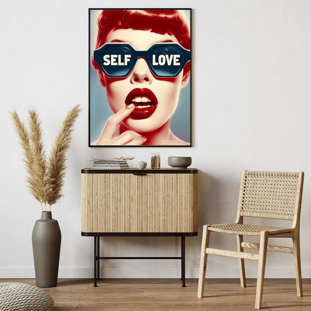 Retro Glam SELF LOVE Poster A3 | Bold Statement Poster | Digital ...