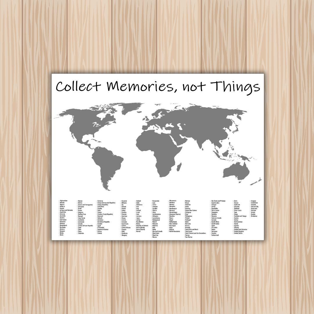 World Map Travel Tracker Poster: Adventure Gift (digital Download) - Etsy