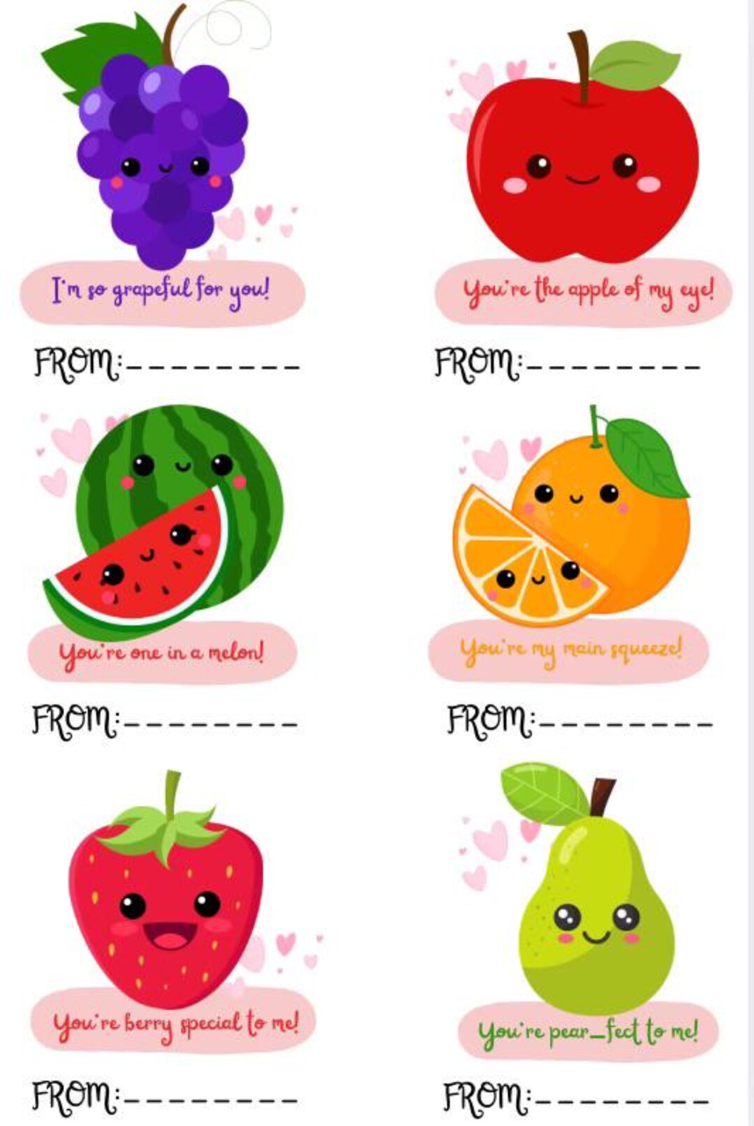 Instant Download, EDITABLE Printable Fruit Themed Kids Valentine’s Day ...