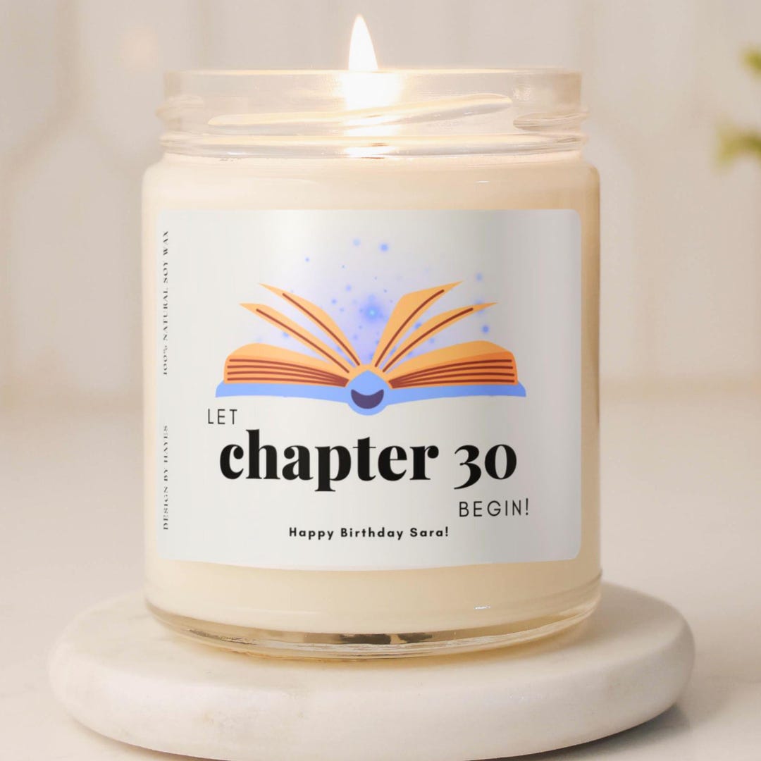 30th Birthday Candle, Chapter 30 Candle, Personalized 30th Birthday ...