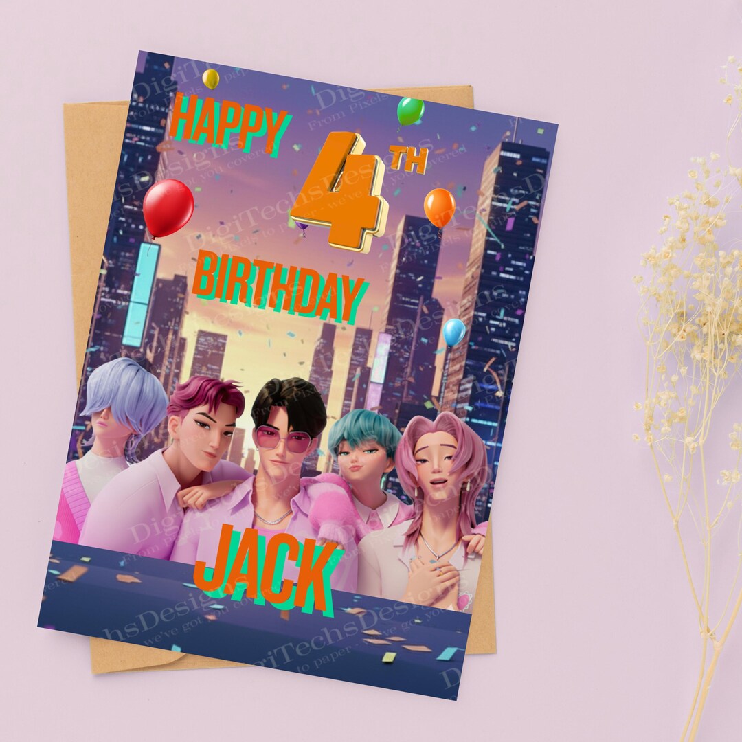 Kpop Demon Hunters Personalised Birthday Card. Custom Name & Age ...