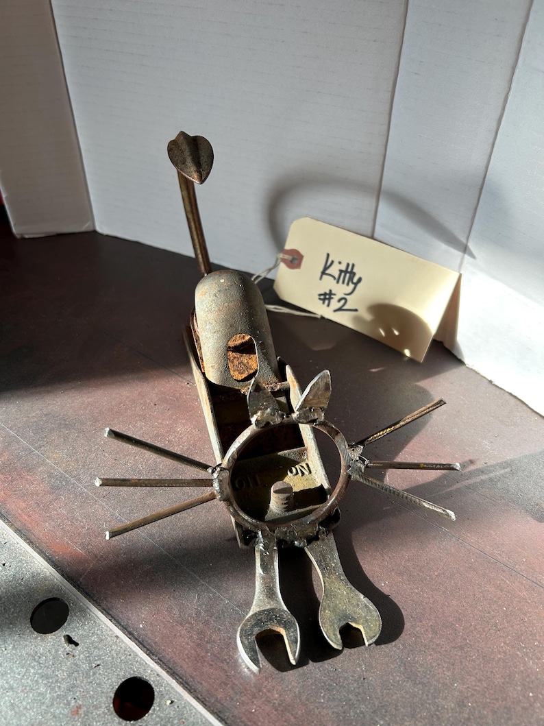 Small Stretching Cat Sculpture #2 Upcycled Metal Tools - Etsy