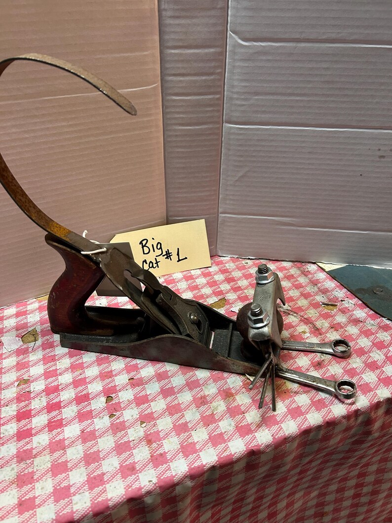 Big Stretching Cat Sculpture Made From 8" Carpenter Plane - Etsy