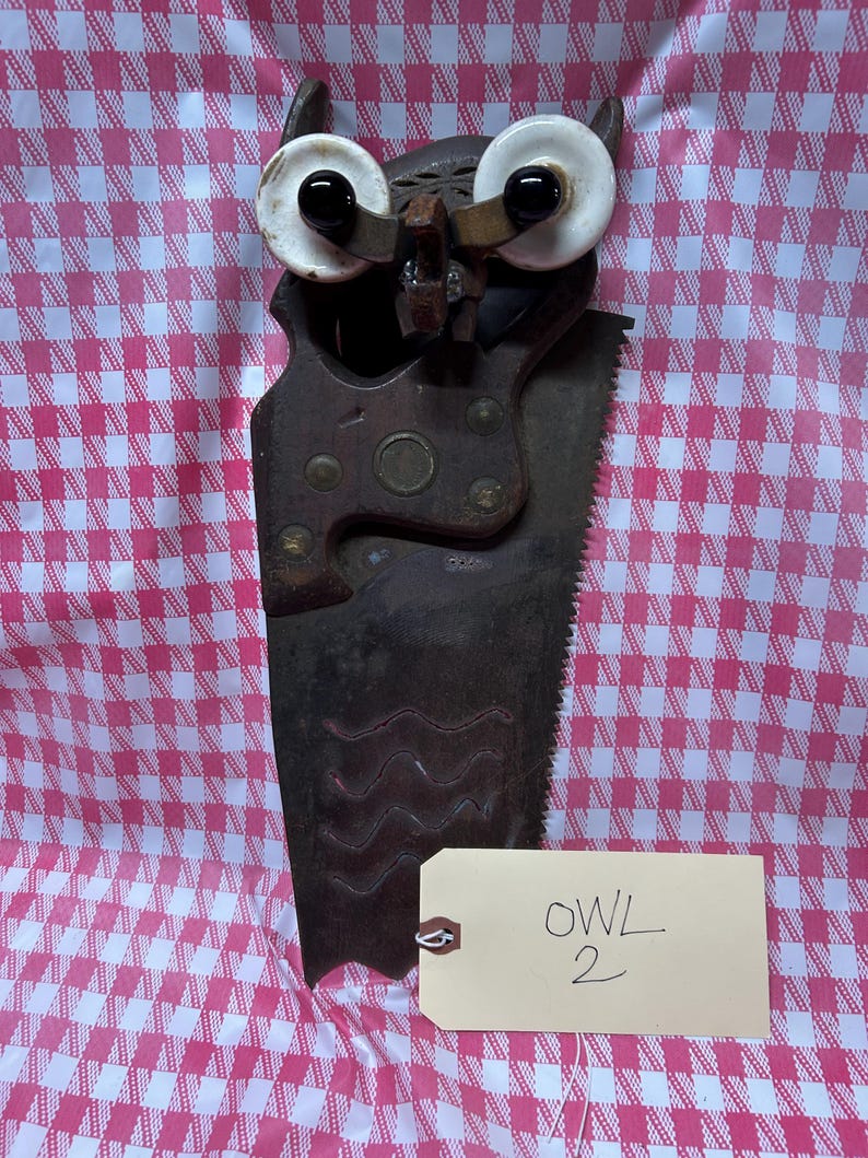 Vintage Hand Saw Owl Sculpture #2 With Furniture Caster Eyes - Etsy