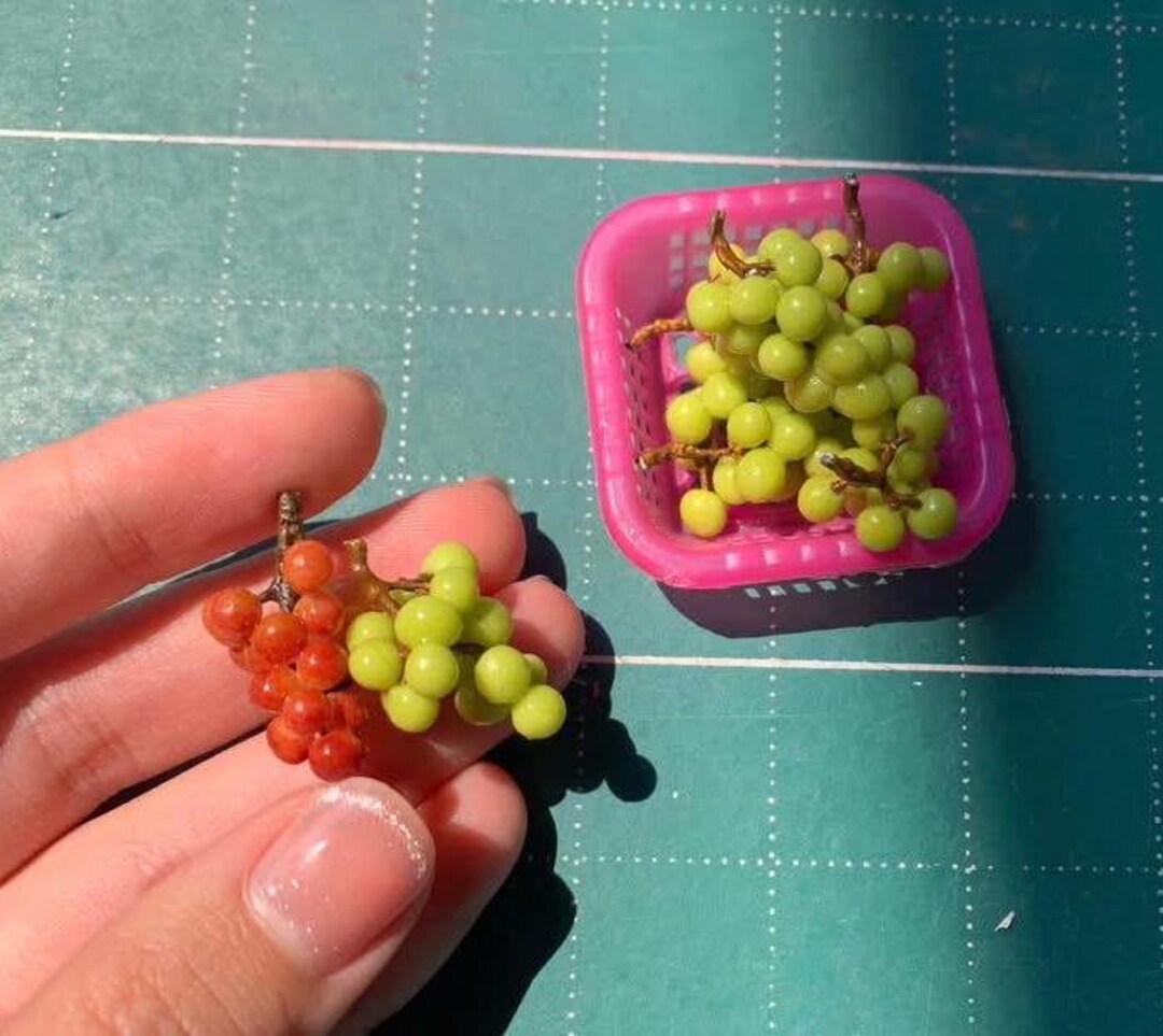 2pcs Miniature Grapes Fruit Vegetable Handmade, Gift Mom, Miniatures ...