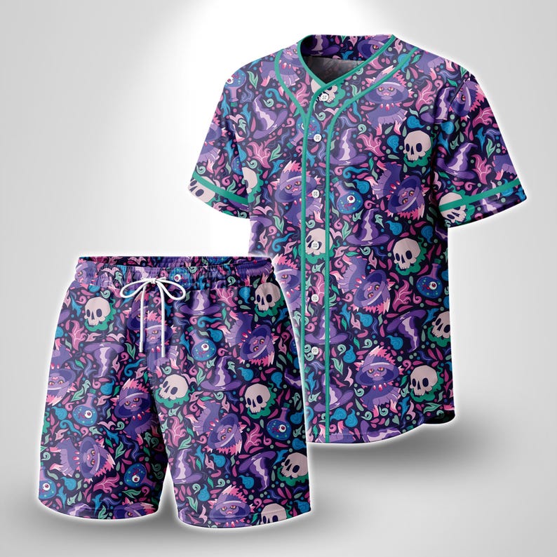Mismagius Baseball Jersey Cute Ghost Tropical Button up Shirt Funny ...