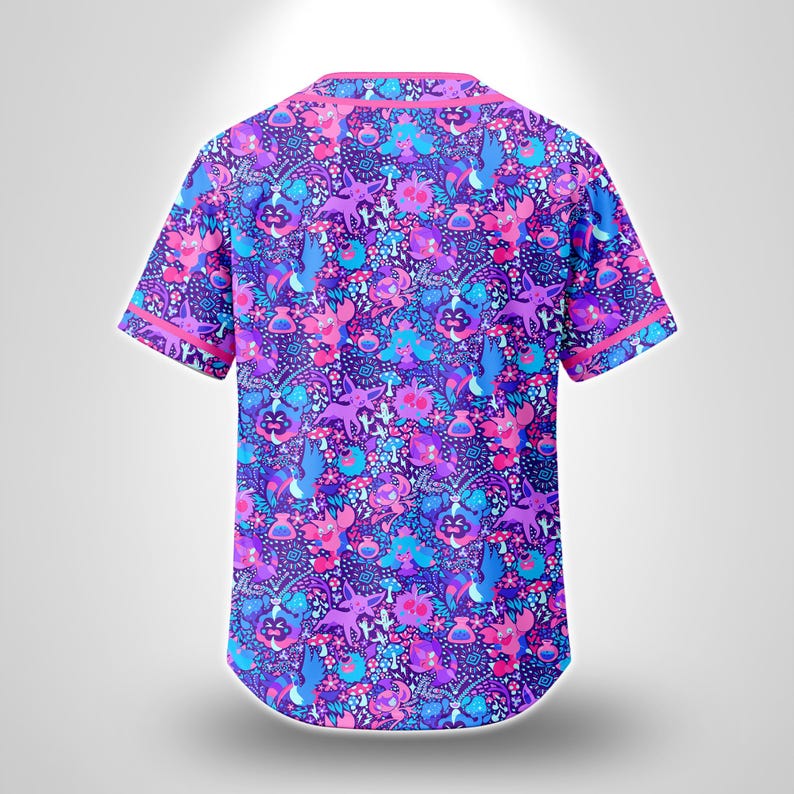 Espeon Cosmog Baseball Jersey Cosmic Pattern Button up Shirt Magical ...
