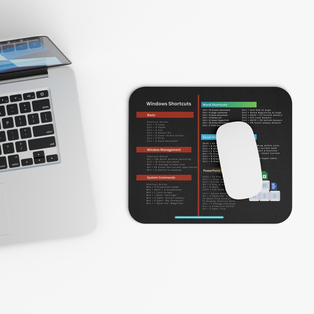 Geeky Windows Shortcuts Mouse Pad - Computer Accessories, Techie Desk ...