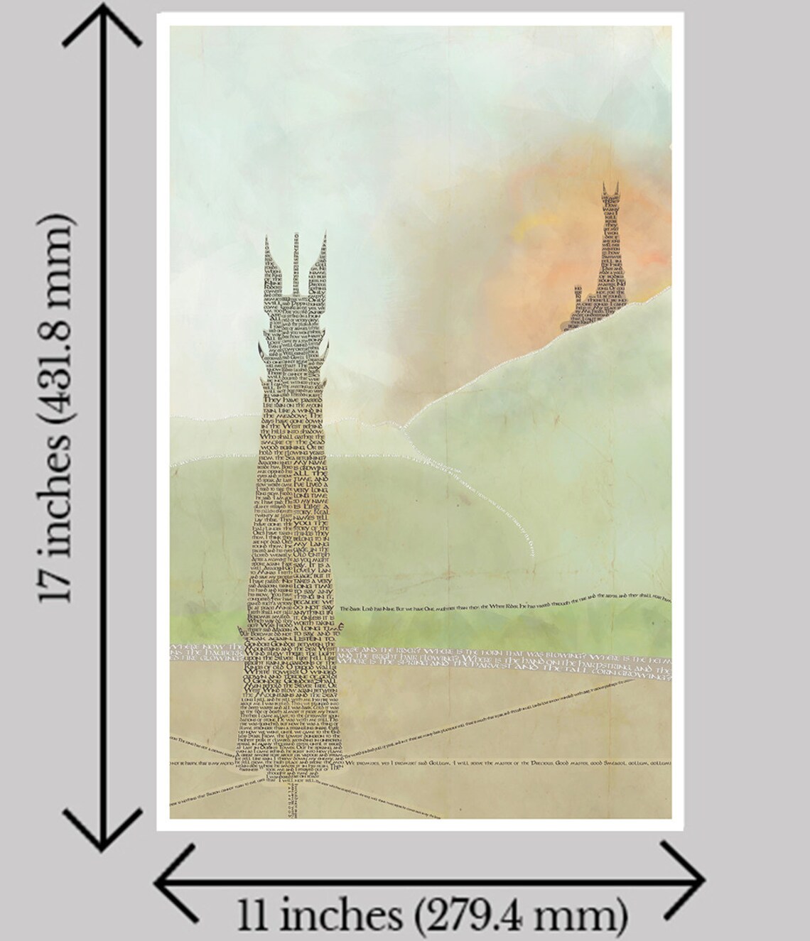 Lord of the Rings JRR Tolkien Typography Poster Set Word Art | Etsy