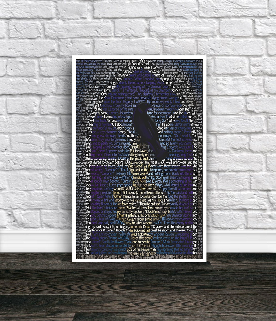 The Raven Word Art Edgar Allen Poe Poem Typography Poster | Etsy