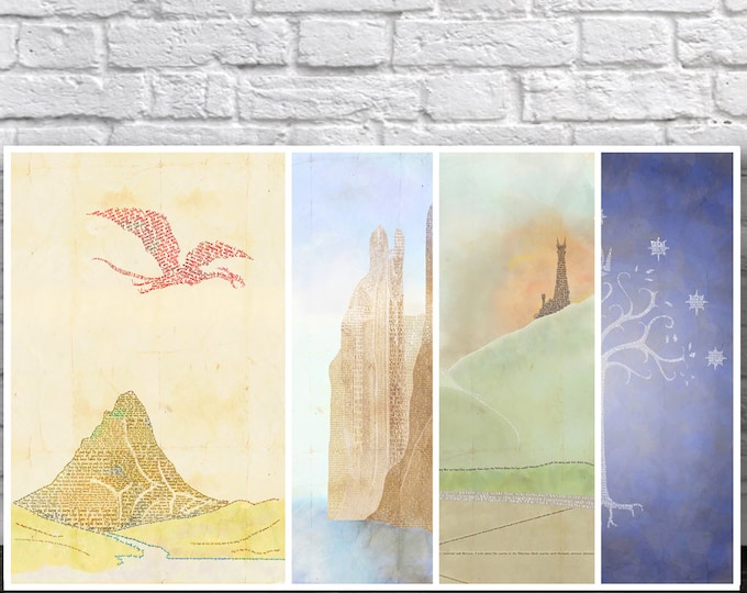 Lord of the Rings JRR Tolkien Typography Poster Set Word Art | Etsy