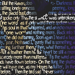 The Raven Word Art Edgar Allen Poe Poem Typography Poster Unframed - Etsy