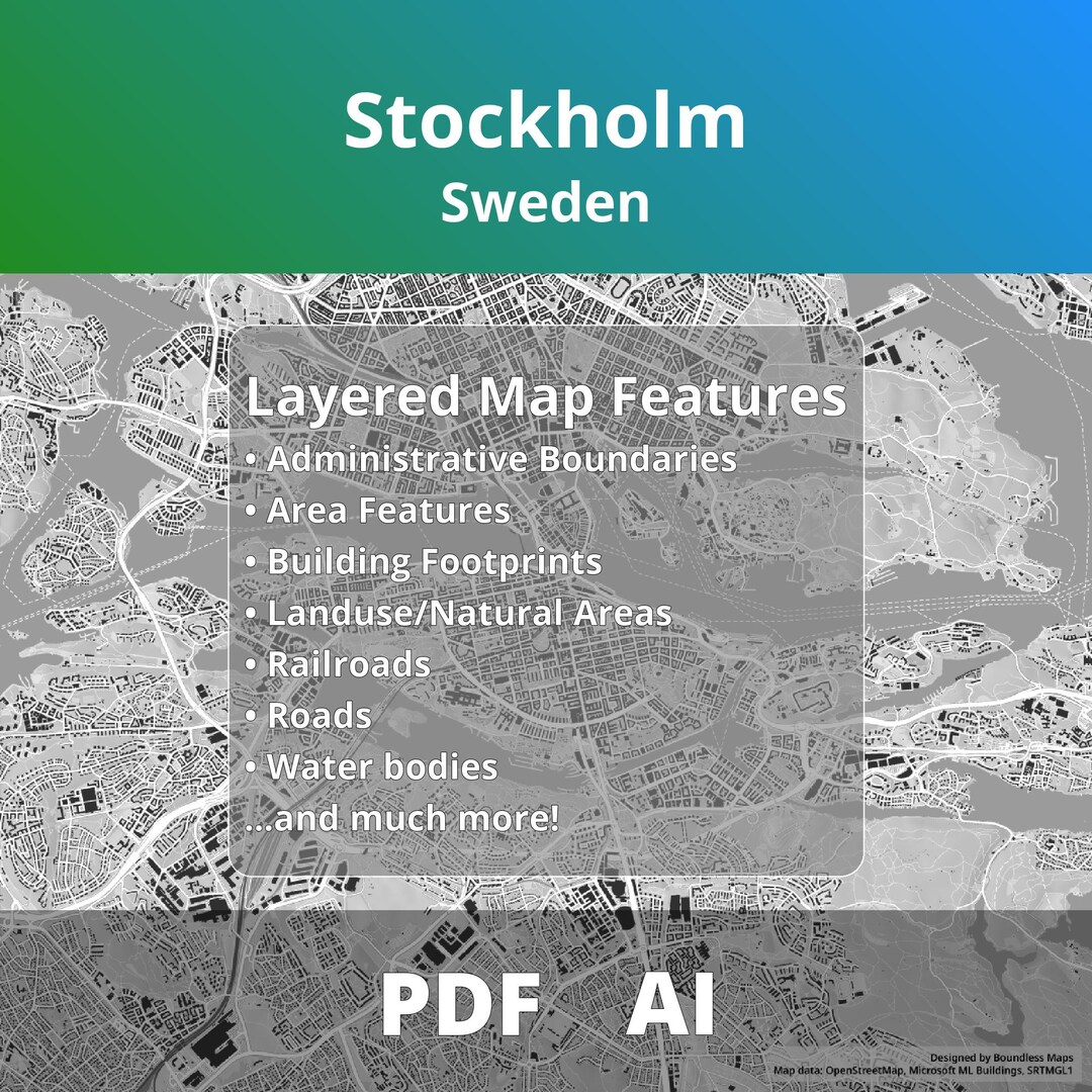 Stockholm (sweden) - Figure Ground Vector Map | Roads, Buildings ...