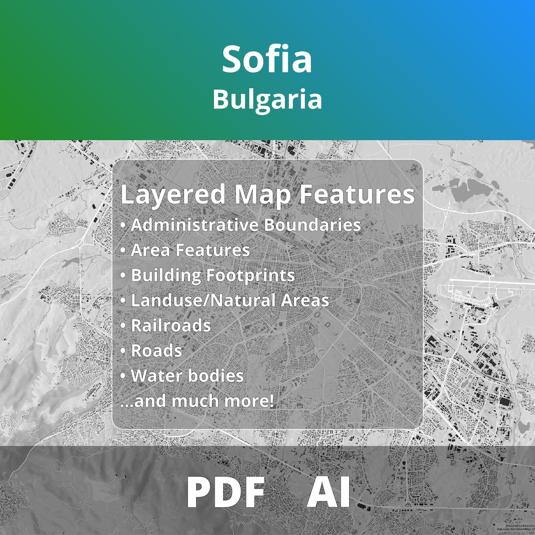 Sofia (bulgaria) - Figure Ground Vector Map | Roads, Buildings ...