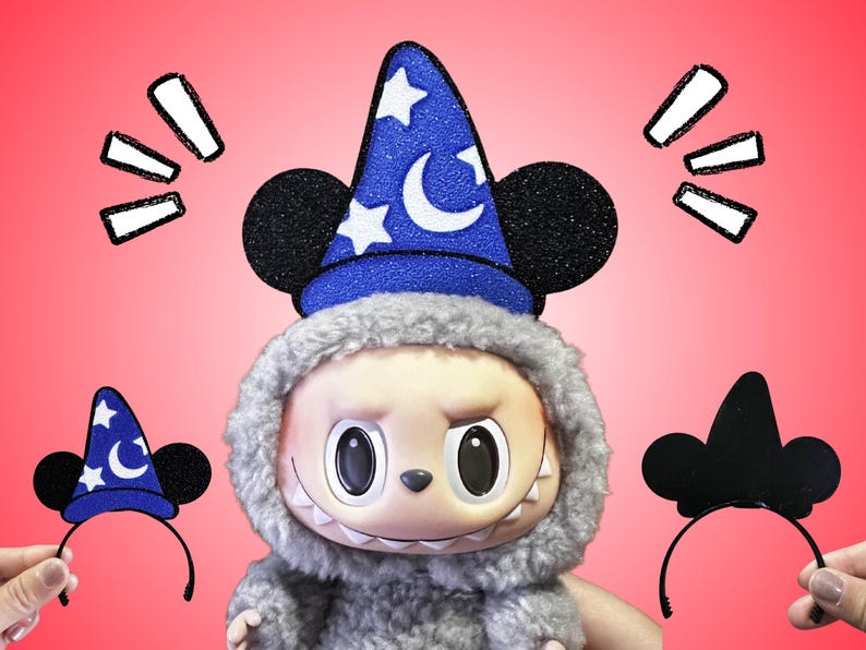 Labubu Sorcerer Hat - Mickey Sorcerer Labubu Ears - Labubu Disney ...