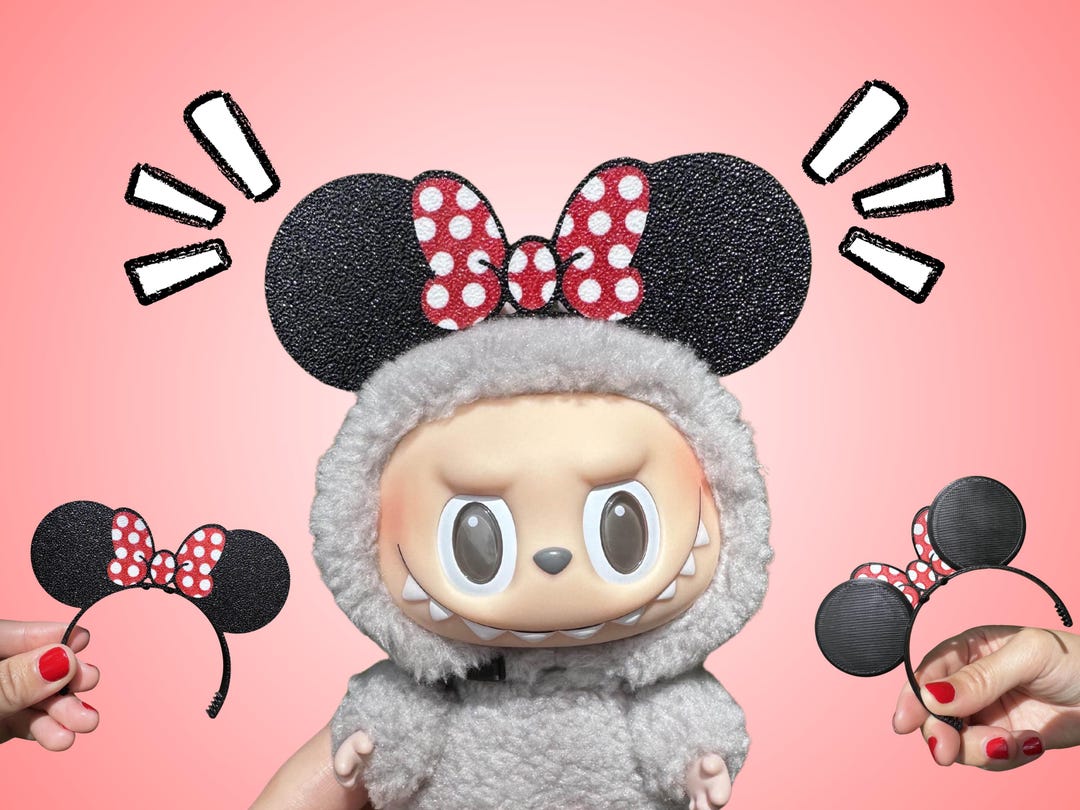 Labubu Mouse Ears With Bow - Mickey Labubu Ears - Labubu Disney ...