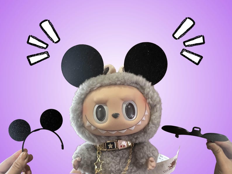 Labubu Mouse Ears - Mickey Labubu Ears - Labubu Disney - Labubu Clothes ...