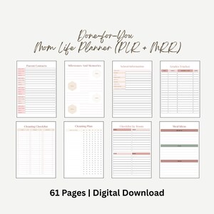 2025 Mom Digital Planner Printable | 61-page PLR MRR PDF | Mom Life ...