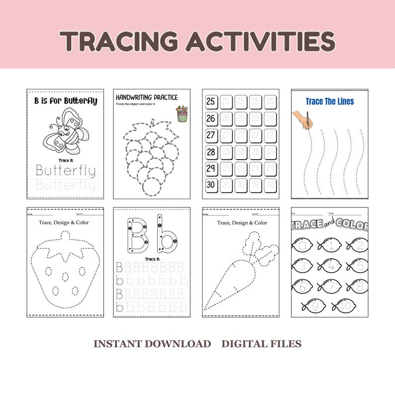 Tracing Worksheets for Preschool & Kindergarten | Letters, Numbers ...