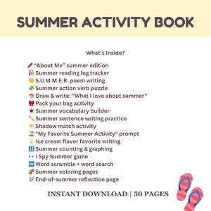 Summer Activity Book for Kids Printable | Preschool Worksheets ...