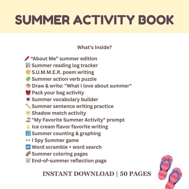 Printable Summer Activity Book for Kids | Educational Worksheets ...