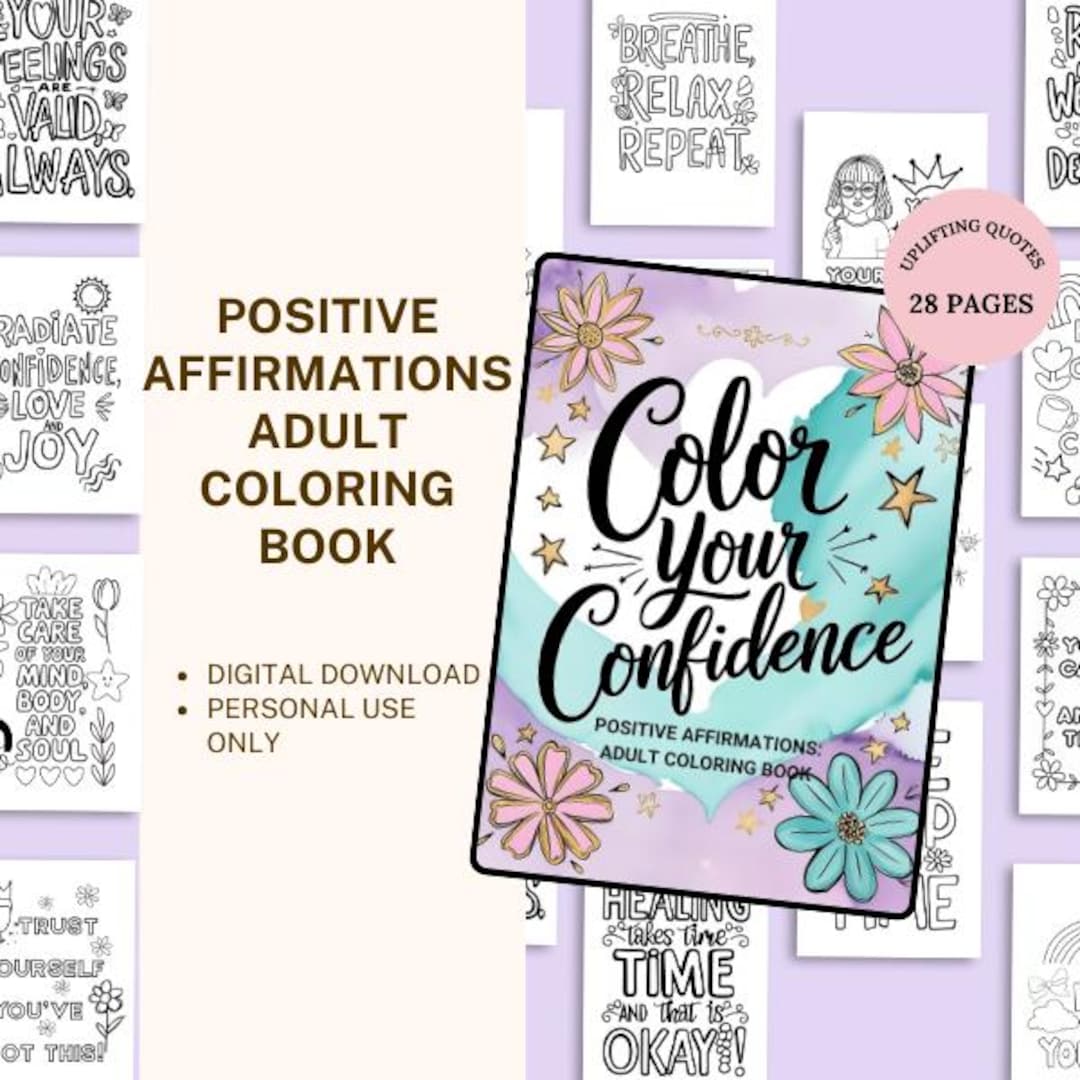 28 Printable Positive Affirmations Coloring Book for Adults ...