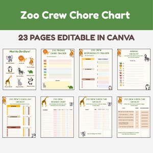Editable Zoo Animal Chore Chart Pdf – kids Behavior & Daily Routine ...