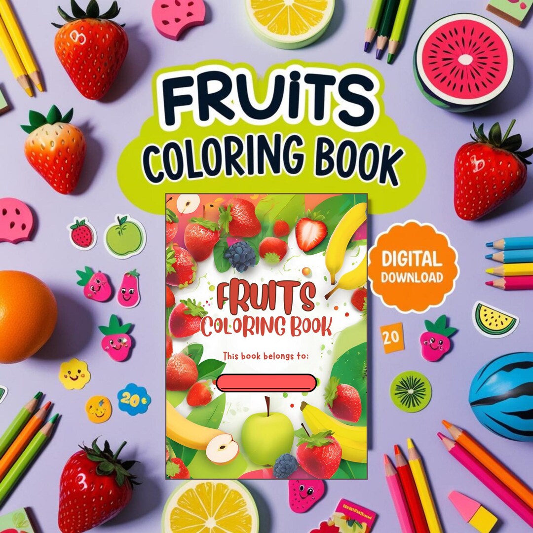 Fruits Coloring Book for Kids PDF | Fun Printable Activity Pages for ...