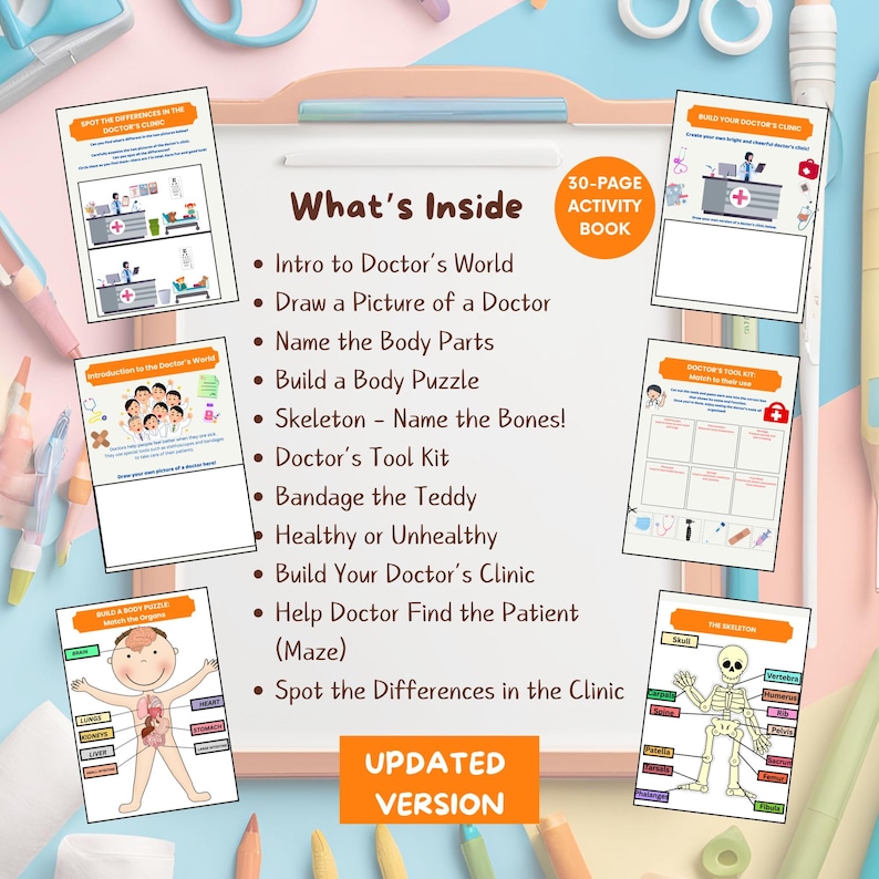 Kids Doctor Activity Pretend Play | Human Anatomy Body Parts Activity ...