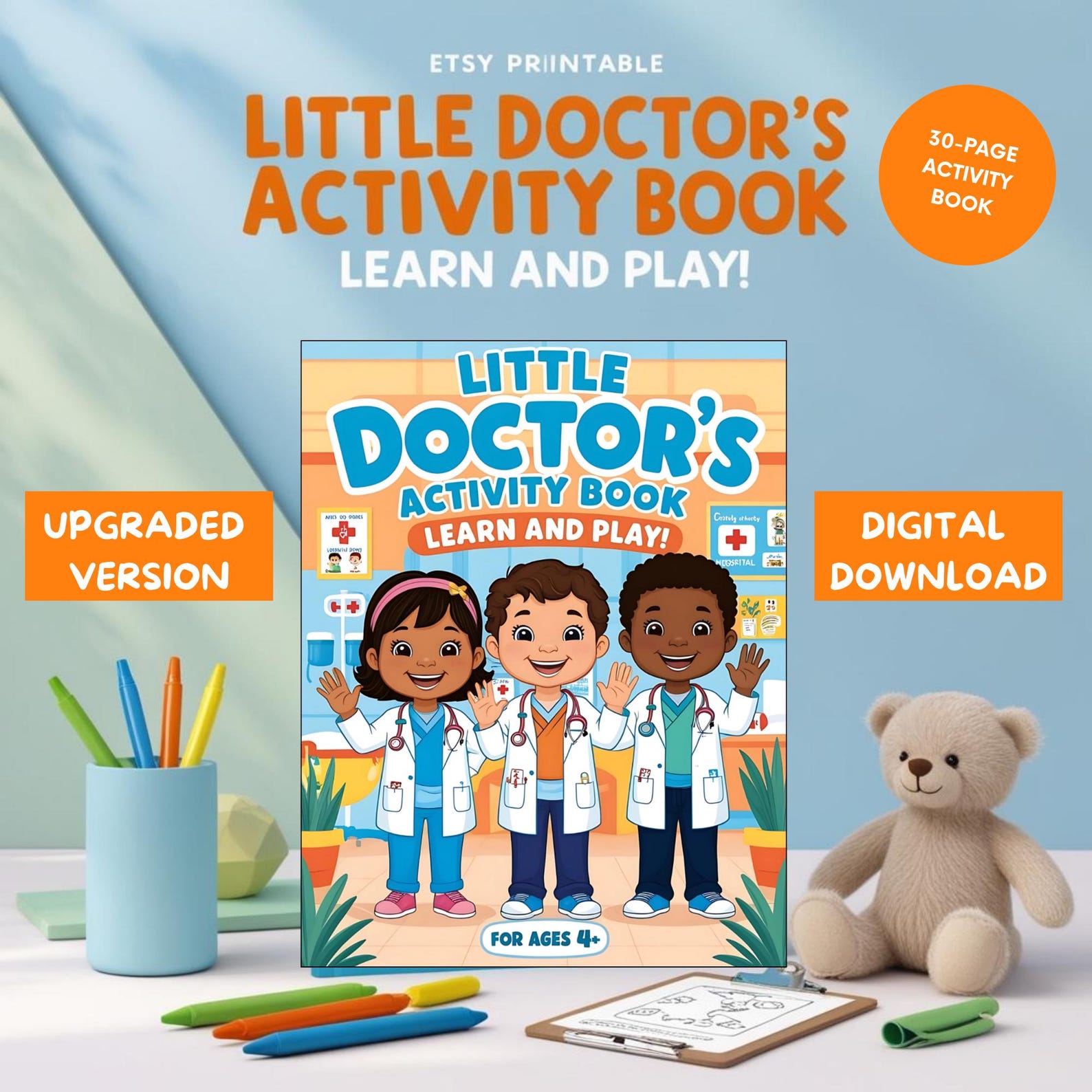 Little Doctor Activity Book Printable for Kids | 30 Pages Human Body ...