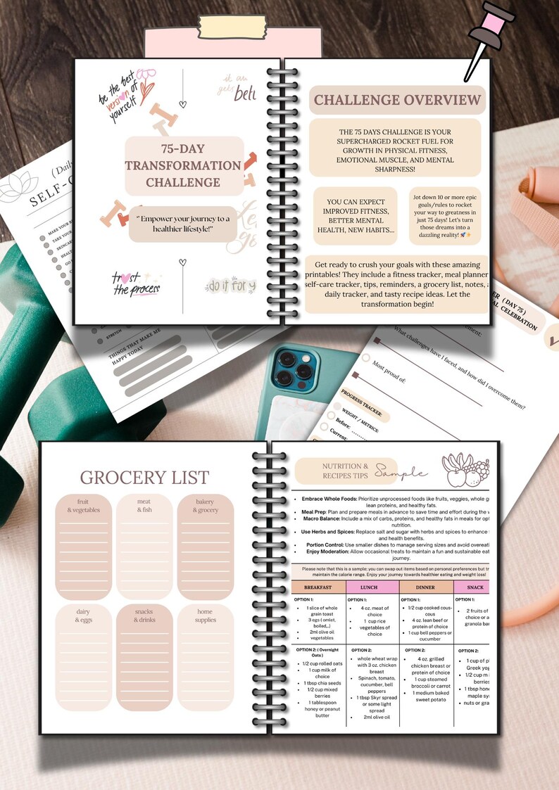 Ultimate 75-day Transformation Challenge Sheets: Printable Goal-setting ...