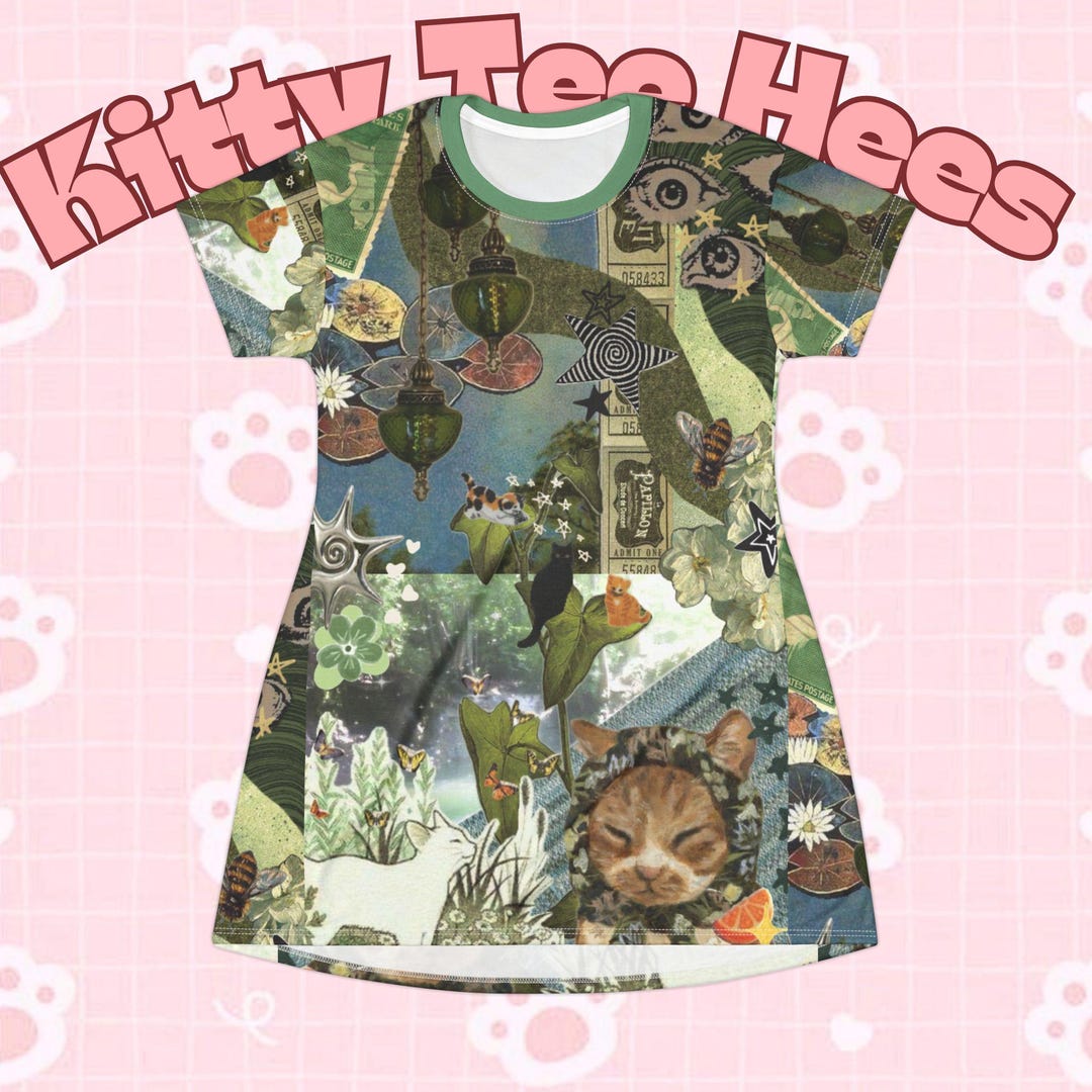 Kitty Cat T-shirt Dress, Animal Print Polyester Summer Dress - Etsy