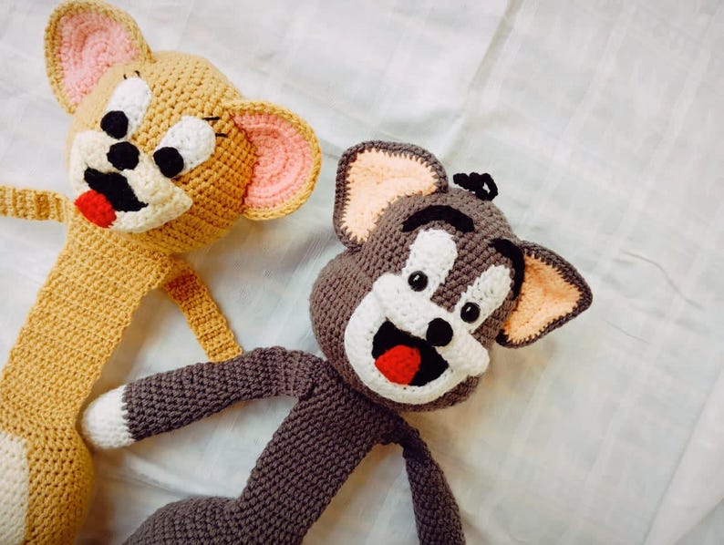 Tom and Jerry Amigurumi Door Stopper - Etsy