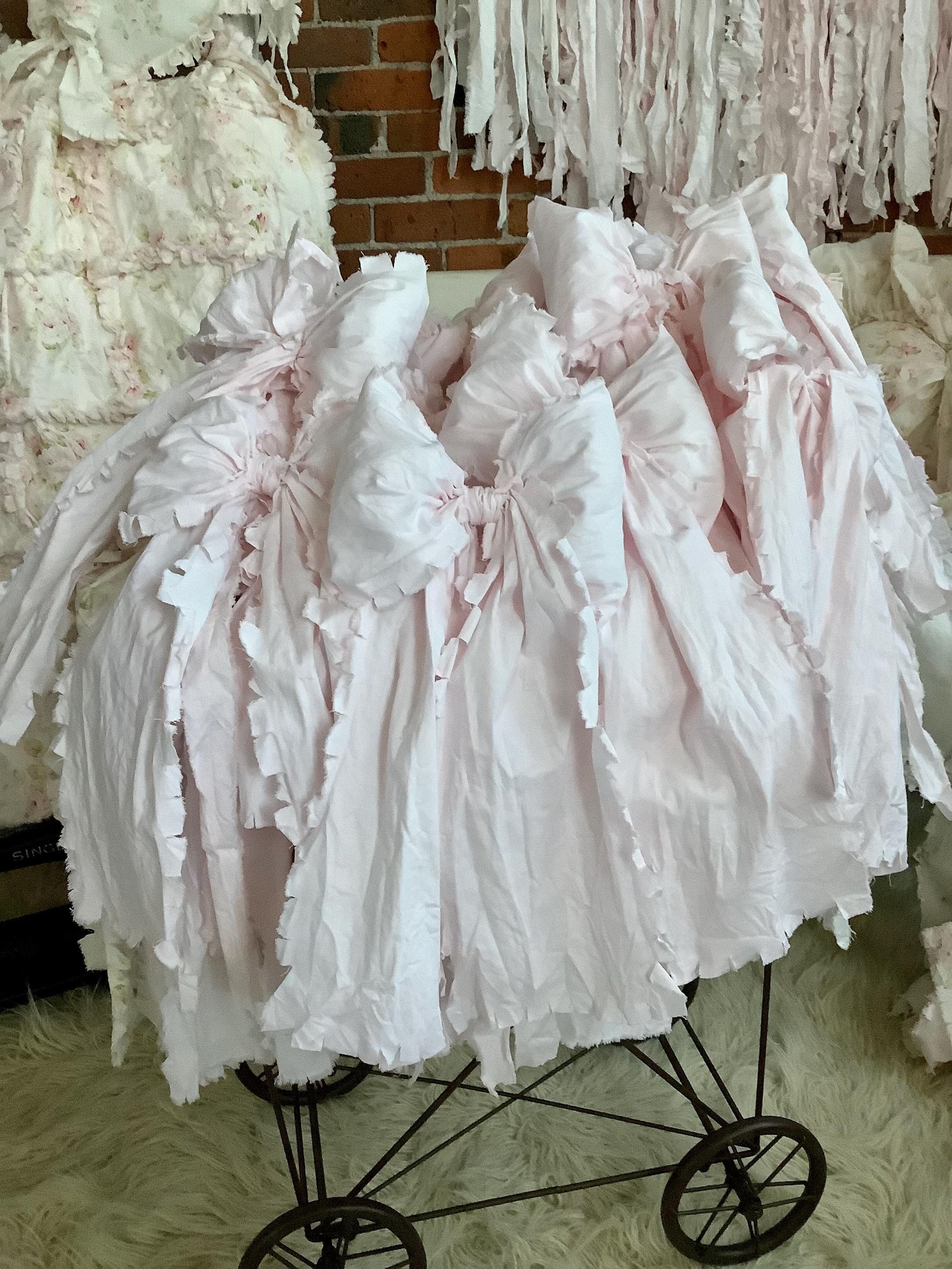 Tattered Pale Pink Raw Edge Soft Washed Lightweight Cotton Wrinkled ...
