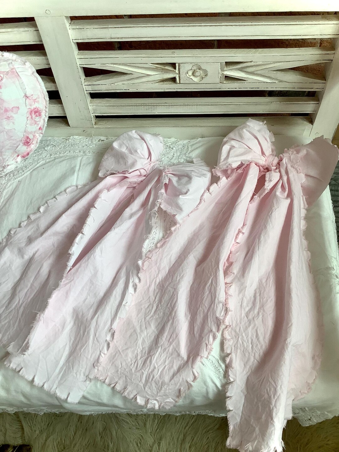 Pink and Light Pink Shabby Raw Edge Tattered Washed Cotton Wrinkled ...