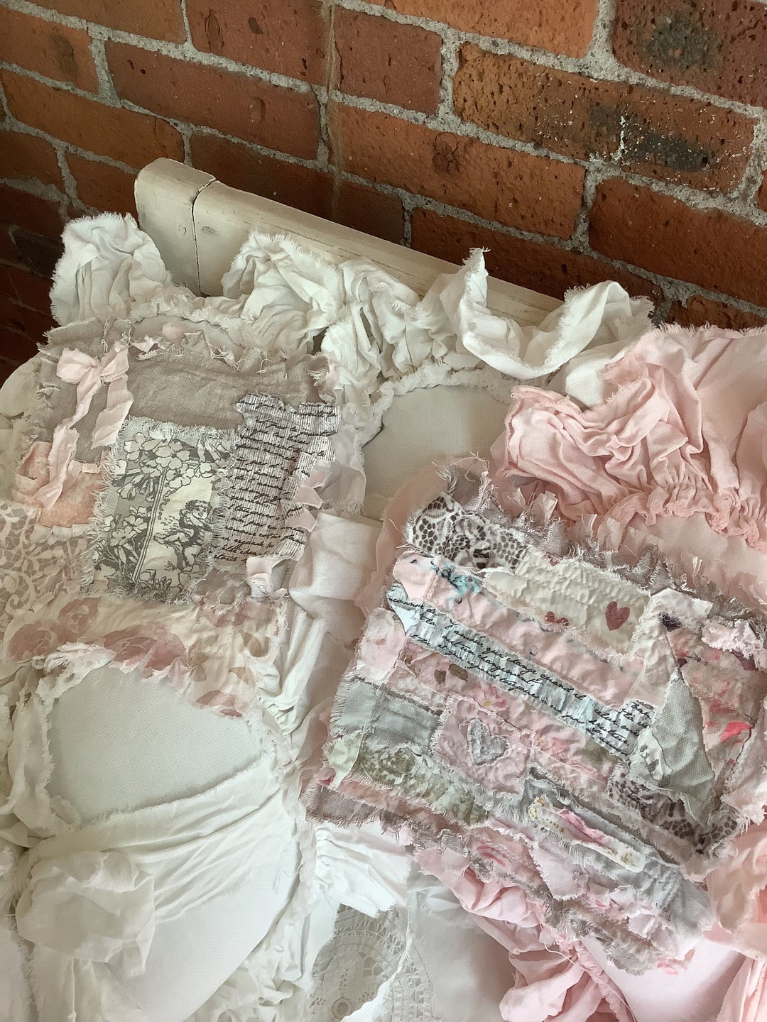 Sweet Scrappy Decorative Tattered Shabby Rag Fabric Patchwork Patch ...