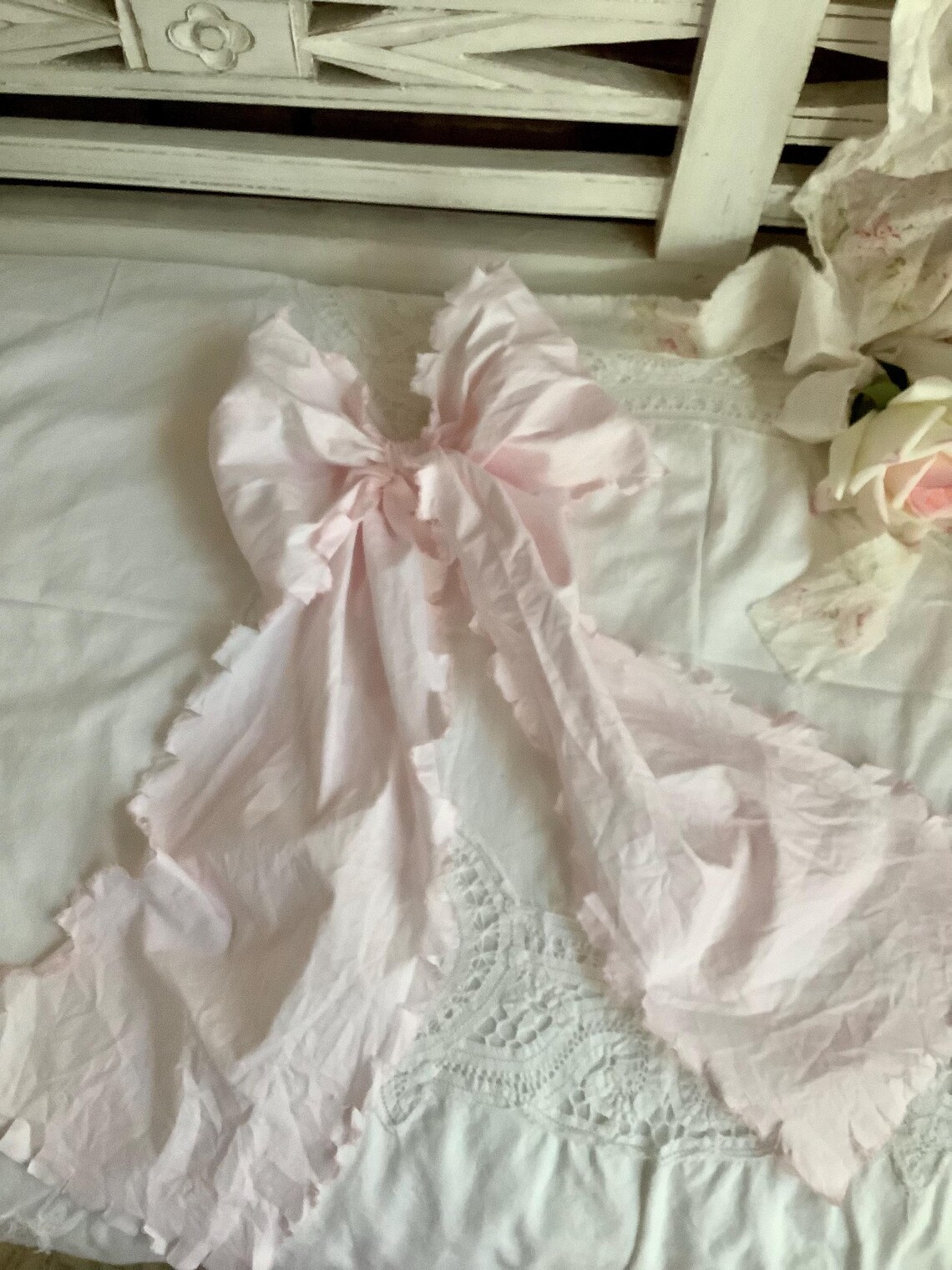 Tattered Pale Pink Raw Edge Soft Washed Lightweight Cotton Wrinkled ...