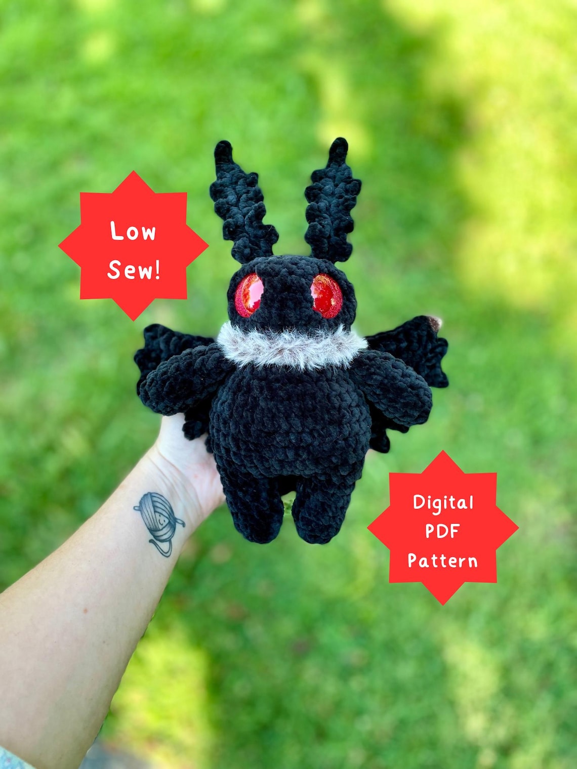 Mothman Crochet Pattern PDF – Cute Cryptid Amigurumi Plush – Low Sew ...