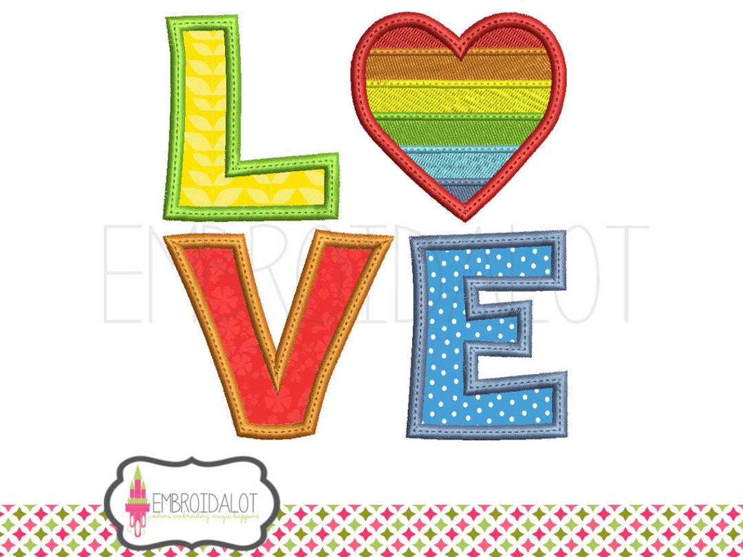 LGBT Love Applique Embroidery Design. LGBT Embroidery. Rainbow ...
