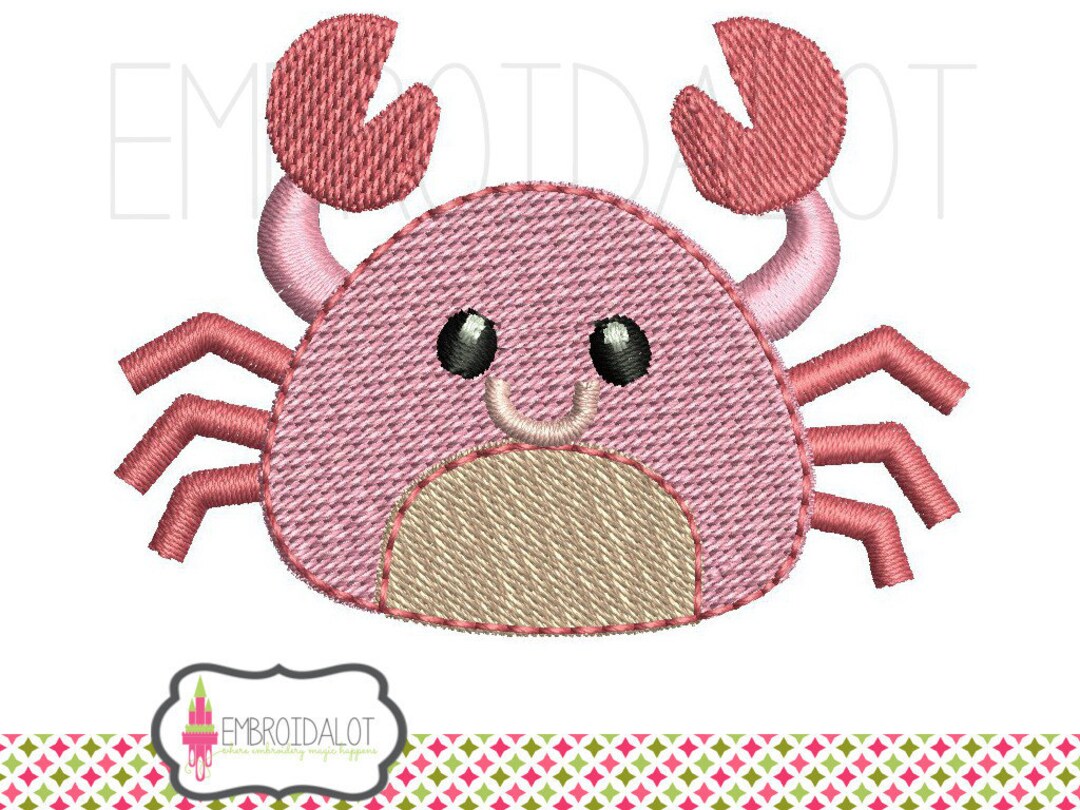 Crab Machine Embroidery Design. Cute Filled Stitch Crab Embroidery. Fun ...