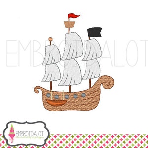 Pirate Ship Embroidery Design. Two Sizes. Fun Pirate Ship Machine ...
