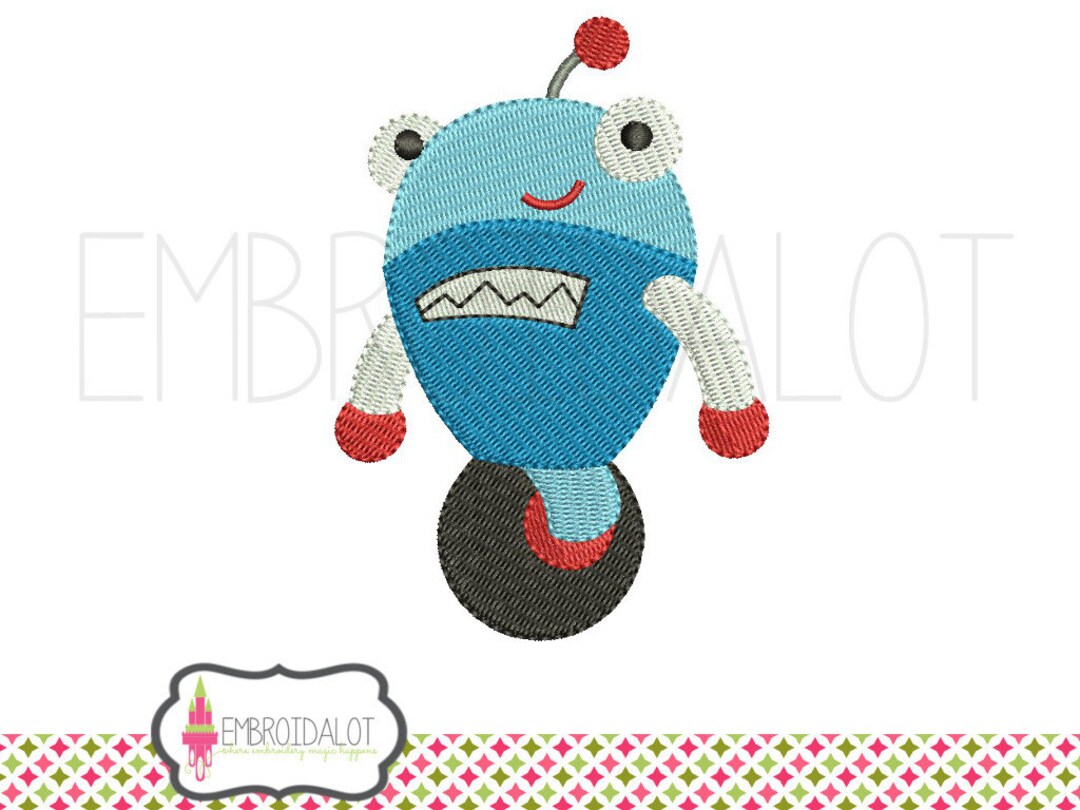 Cute Robot Embroidery Design. Cute, Geektacular Machine Embroidery. Fun ...