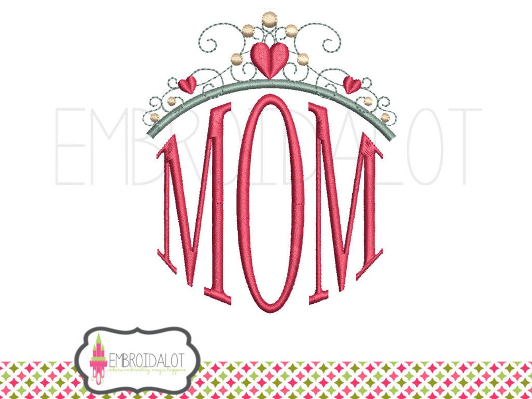 Princess Monogram Top Embroidery Design. Tiara Monogram Topper in 5 ...