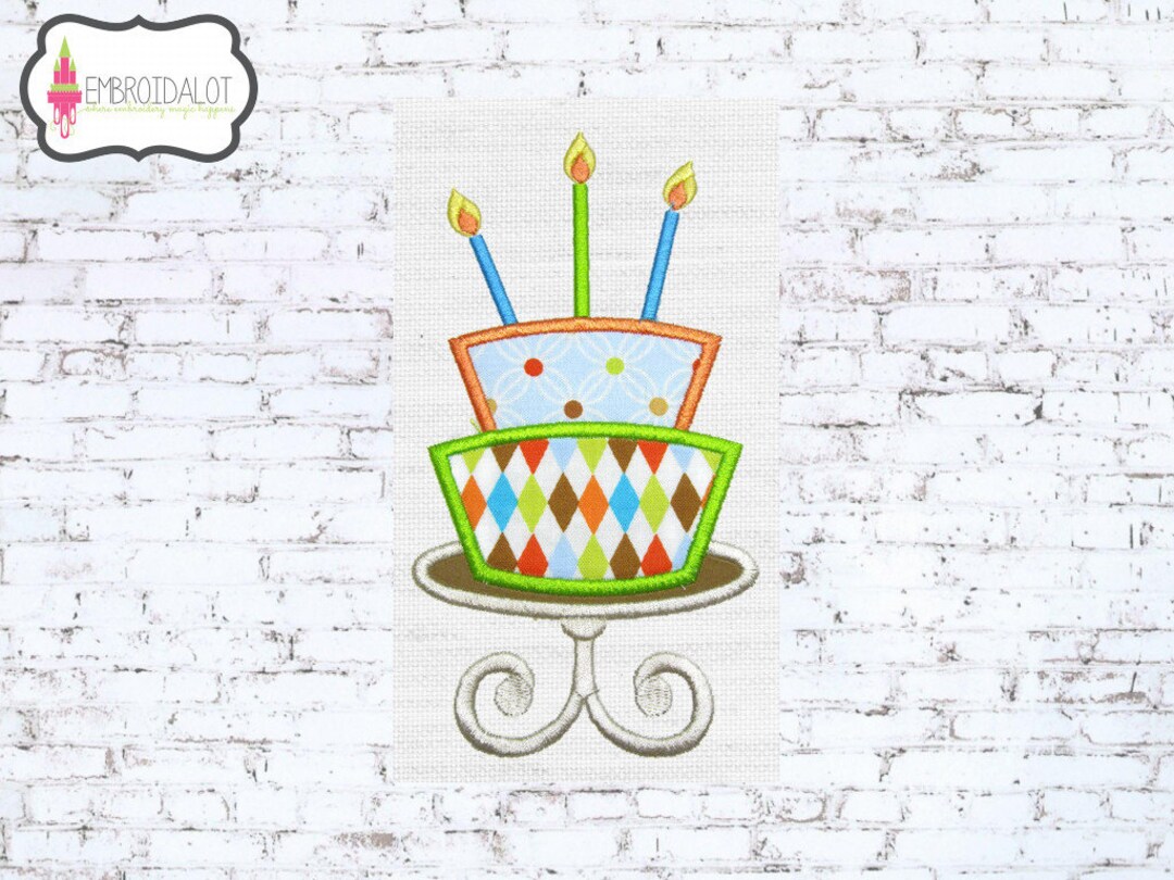 Birthday Cake Applique Embroidery Design. Birthday Applique - Etsy