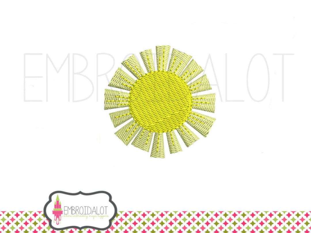 Mini Sun Embroidery Design. Summer Embroidery for Small Spots. Beach ...