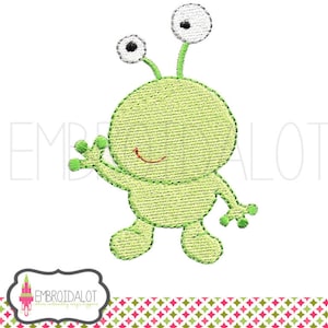 Alien Machine Embroidery Design. Friendly Alien Embroidery Design in 4 ...